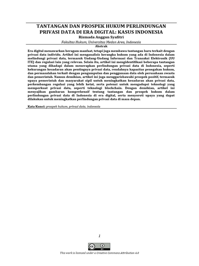 Tantangan Dan Prospek Hukum Perlindungan Privasi Data Di Era Digital ...