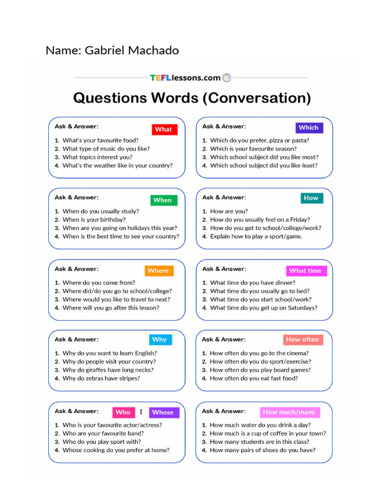 WH Questions and Answers | PDF