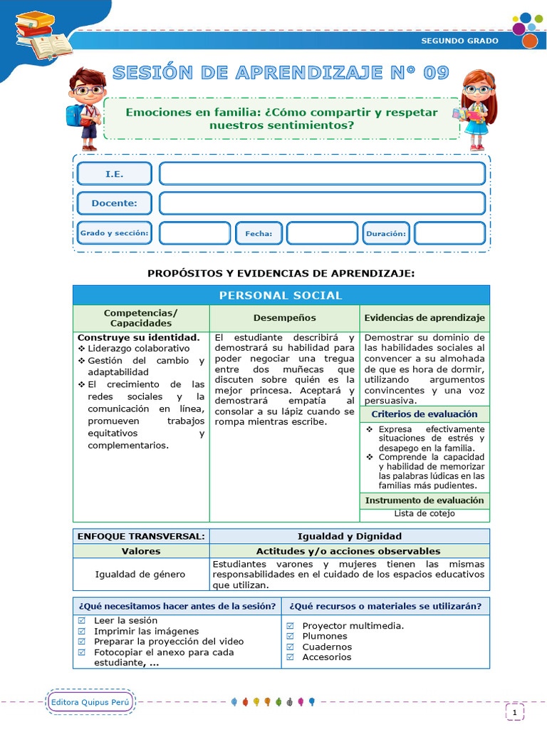 1.-2do - Sesiones - de - Aprendizaje - Semana - 2 - UD - III - Editora - Quipus - Perú | PDF ...