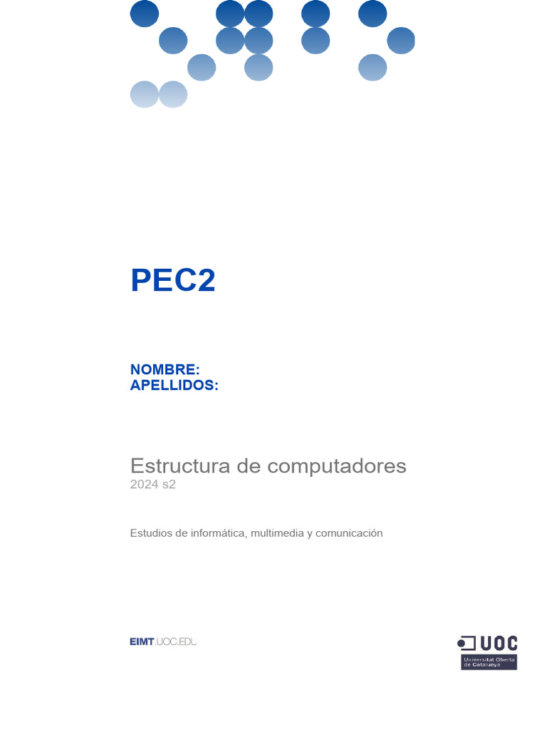 EC PEC2 Enunciado | PDF | De entrada y salida | Unidad Central de ...