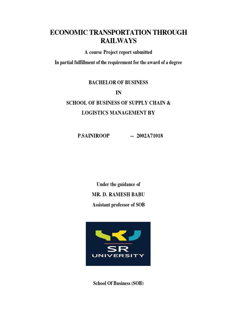 BBA20-sainiroop - Project Report - DRB | PDF | Transport | Logistics