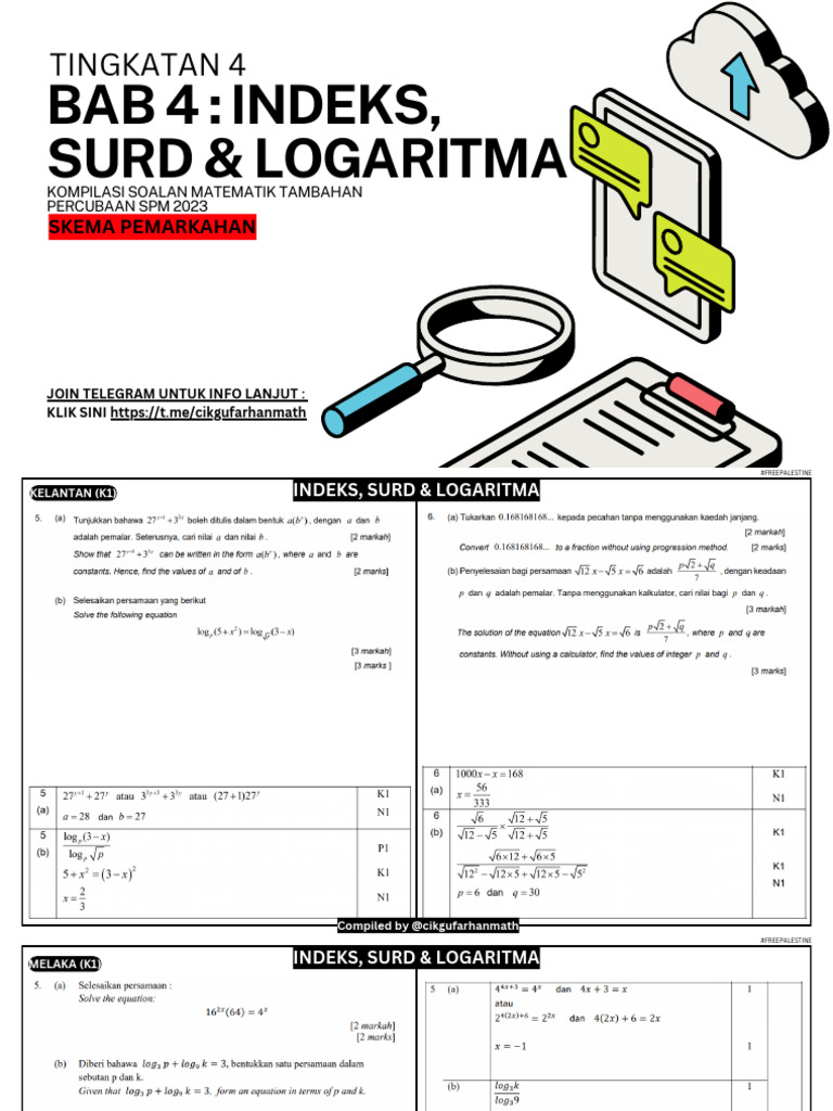 F4C4 INDEKS, SURD & LOGARITMA (SKEMA) - @cikgufarhanmath | PDF