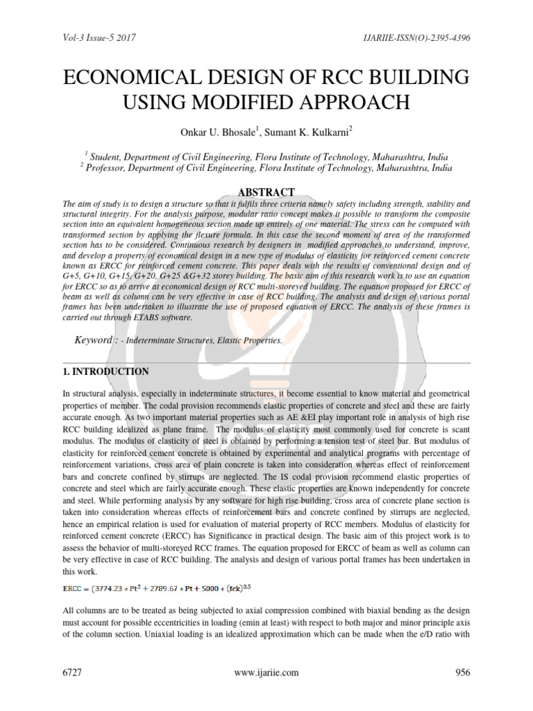 Economical Design of RCC Building Using Modified Approach Ijariie6727 | PDF | Bending | Young's ...