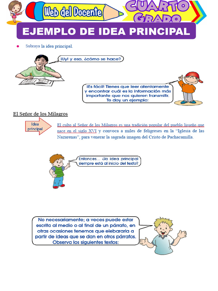Ejemplo-de-Idea-Principal-para-Cuarto-Grado-de-Primaria | PDF