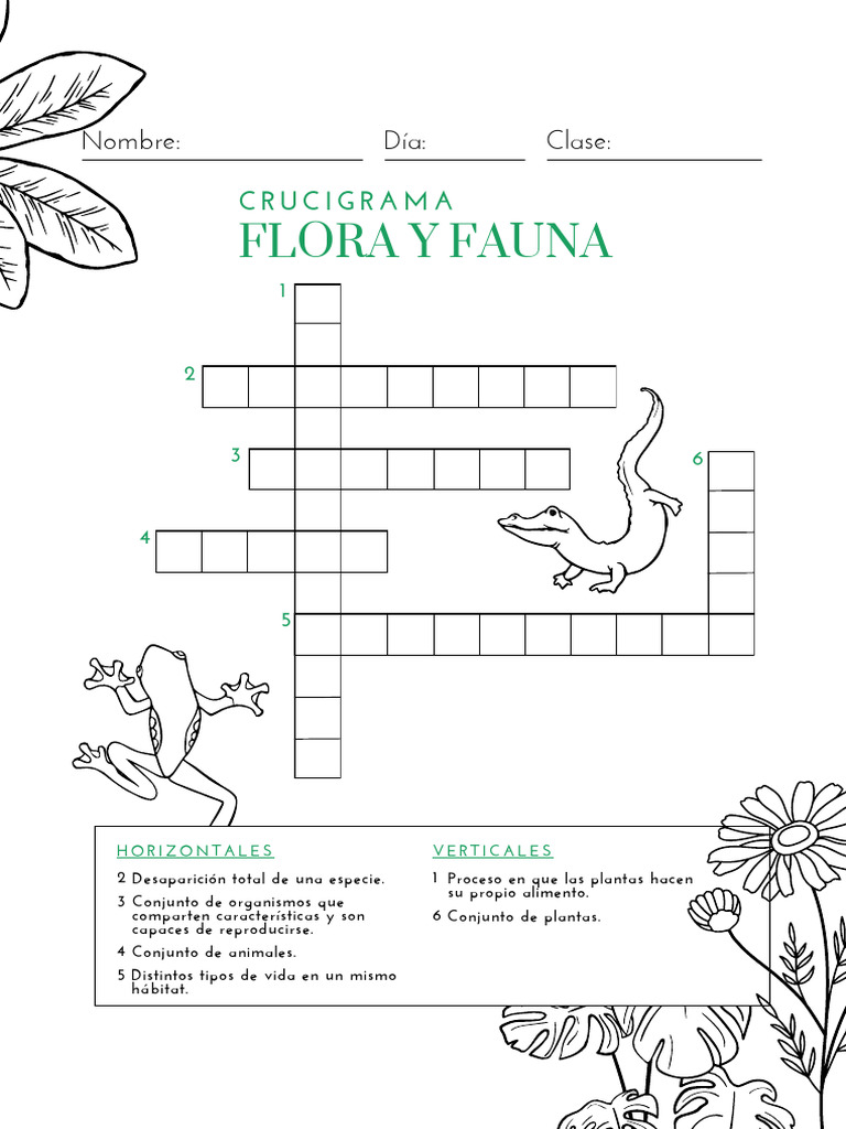 Crucigrama Flora y Fauna y Su Resolucion | PDF