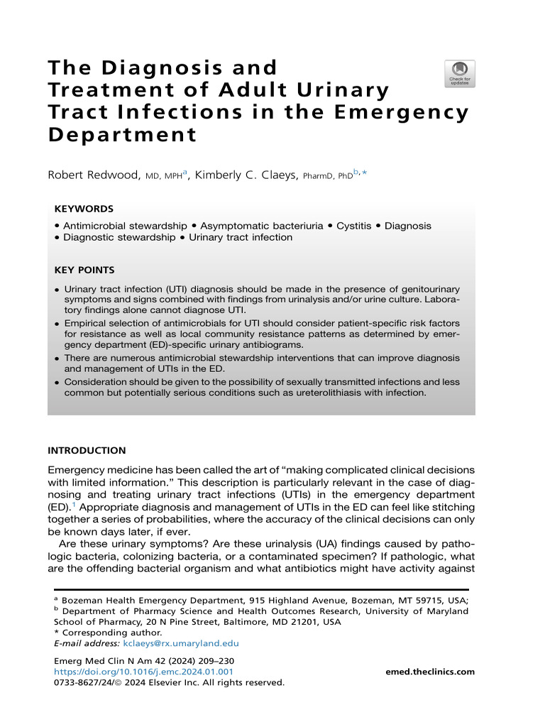 The Diagnosis and Treatment of Adult Urinary Tract Infections in | PDF ...