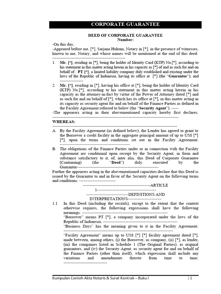 Corporate Guarantee | PDF | Guarantee | Indemnity