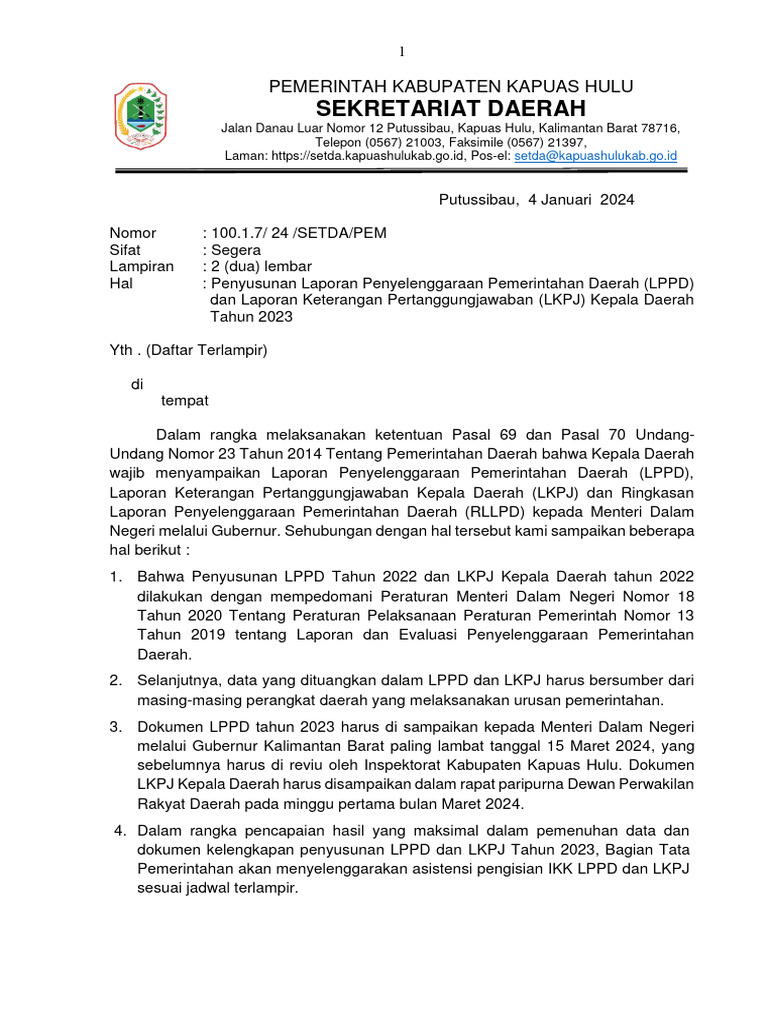 Surat LPPD Dan LKPJ Tahun 2023 Ta 2024 Ok Ok | PDF