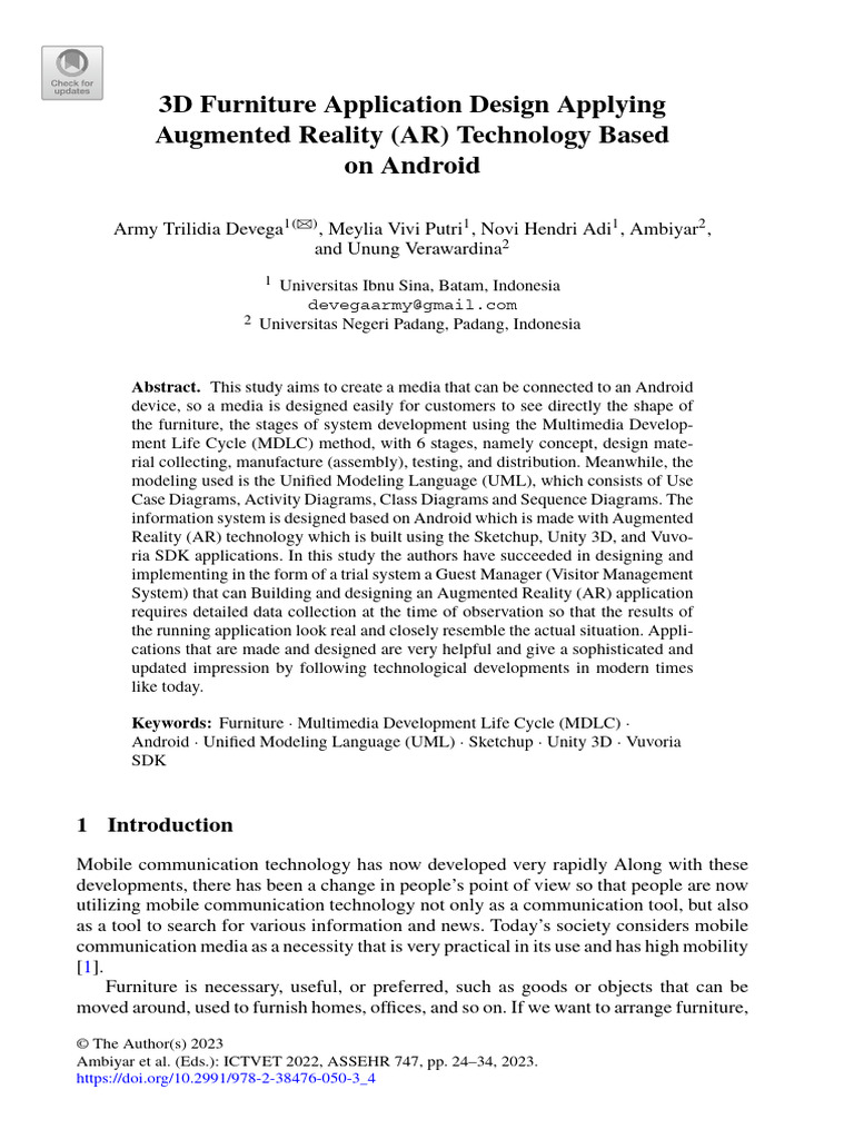 3D Furniture Application Design Applying Augmented Reality (AR) Technology Based On Android ...