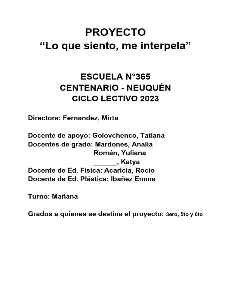 Proyecto de Escritura Creativa 2024 | PDF