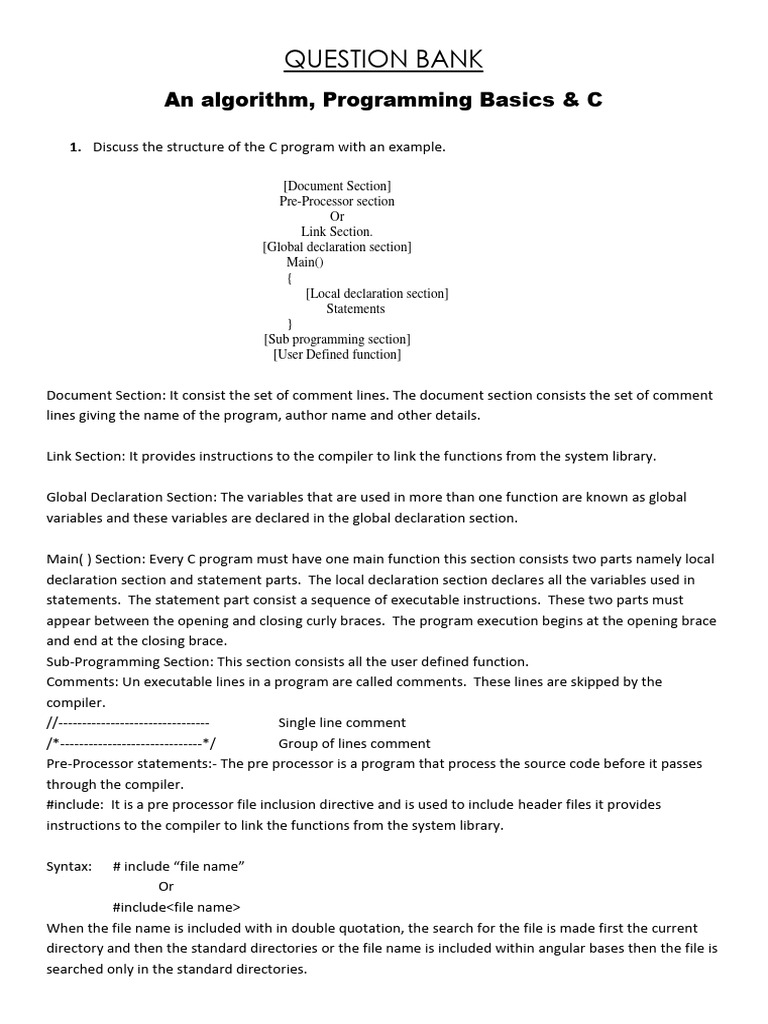 Ap Question Bank With Answers | PDF | Pointer (Computer Programming) | Data Type