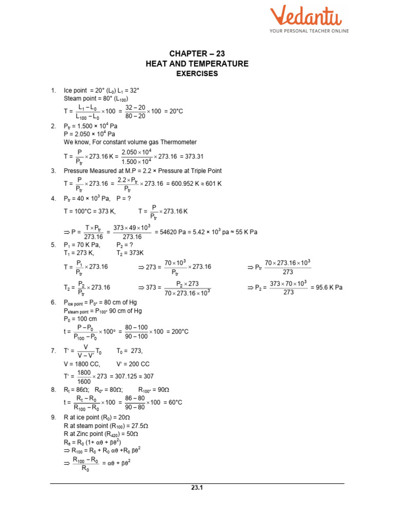 Heat and Temperature Exercises Guide | PDF