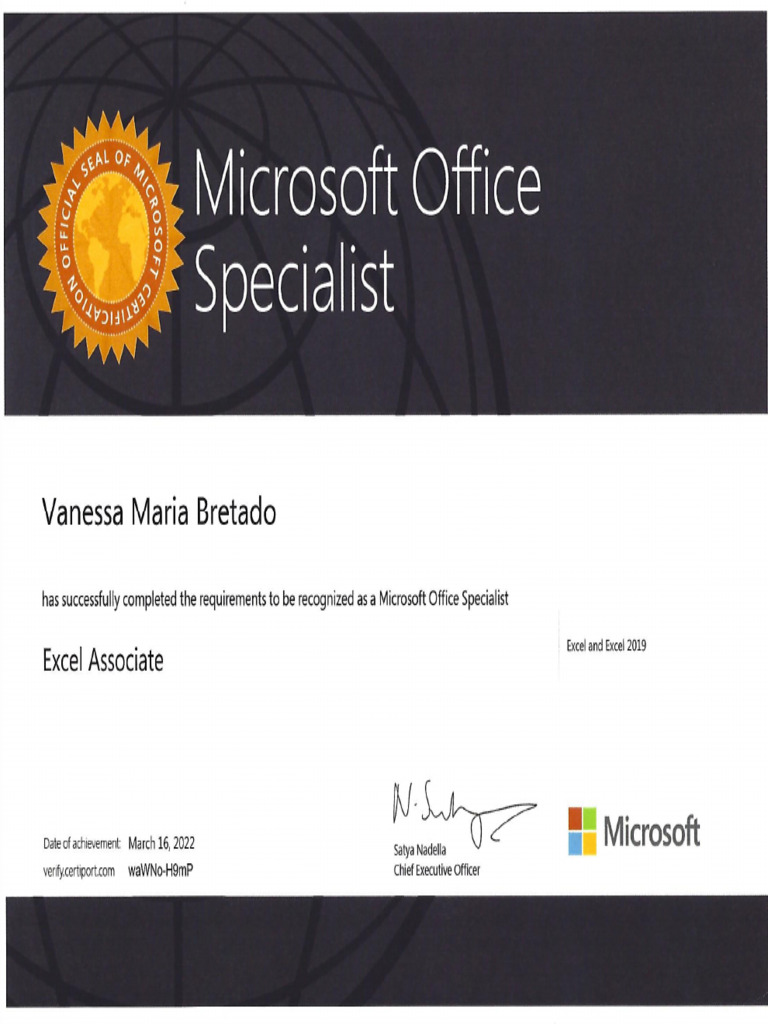 Vanessa Bretado - Excel Certification-1 | PDF