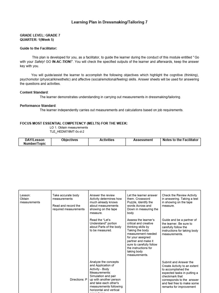 Learning-PLan For Facilitator - Week5 | PDF | Learning | Cognition