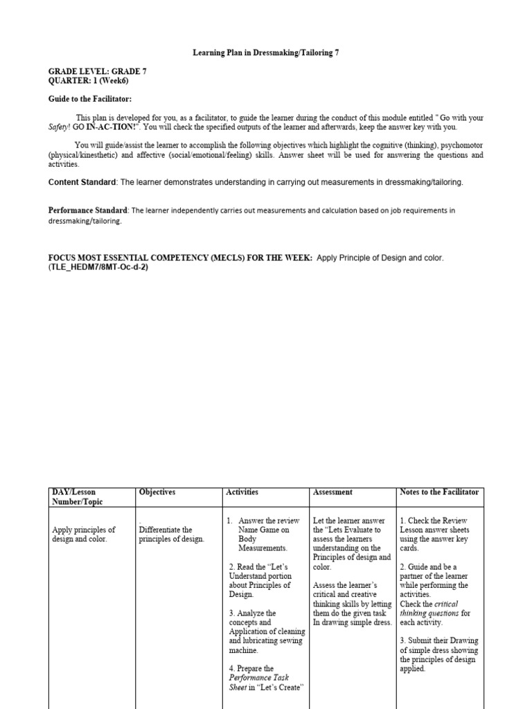 Learning-PLan For Facilitator-Week6 | PDF | Learning | Neuroscience