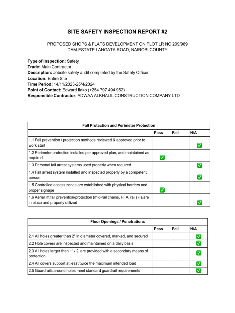 Site Safety Inspection Report #2 | PDF | Scaffolding | Fires