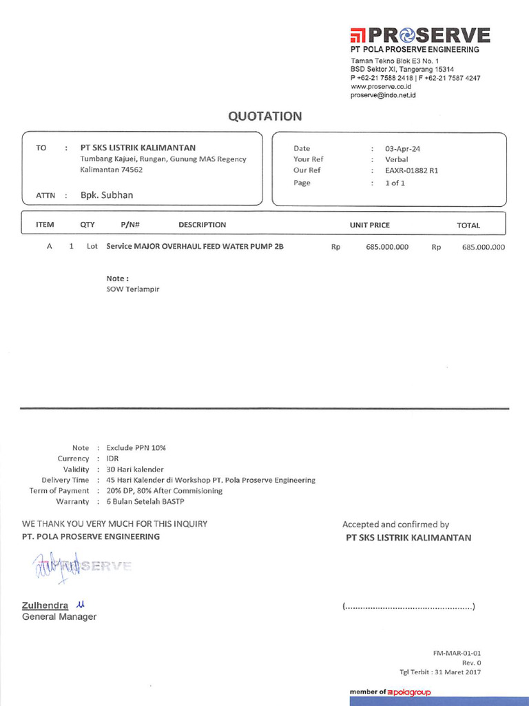 Eaxr-01882 r1 Service Major Overhaul Feed Water Pump 2b | PDF