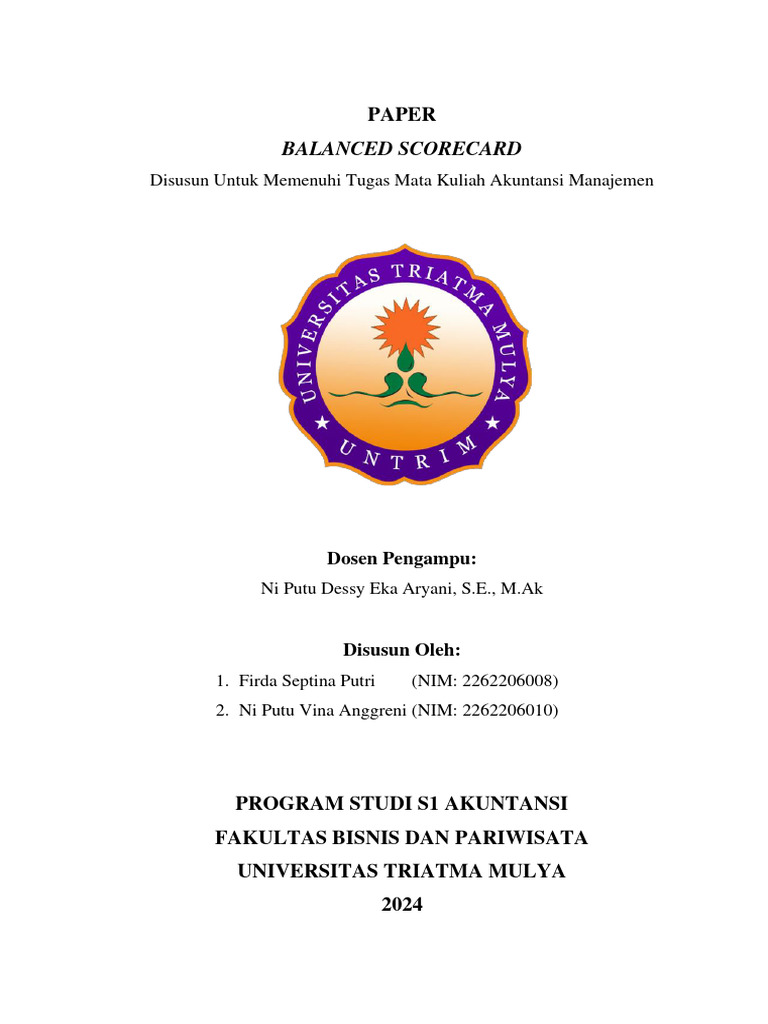 Paper Balanced Scorecard | PDF
