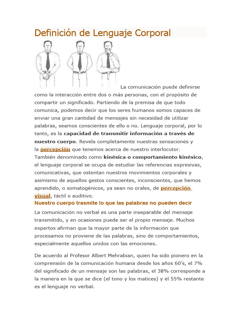 Lenguaje Corporal | PDF | Comunicación humana | Comunicación