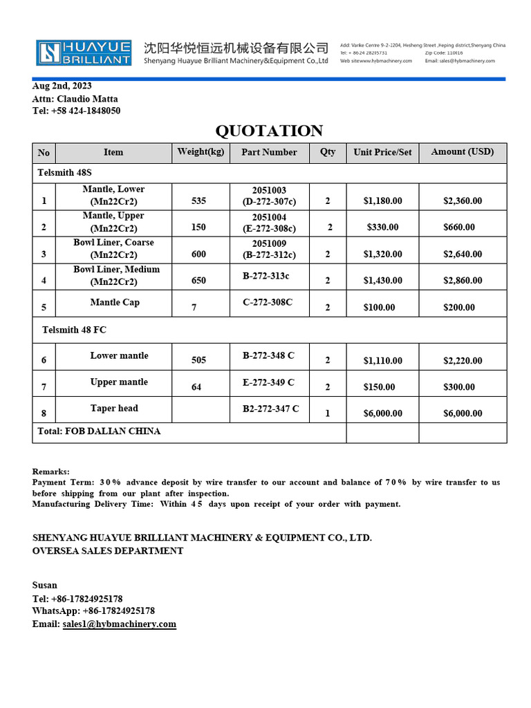 Industrial Equipment Quotation | PDF | Technology & Engineering