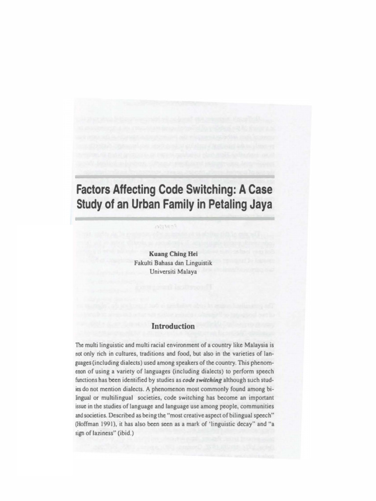 Factors Affecting Code Switching: A Case Study of An Urban Family in ...