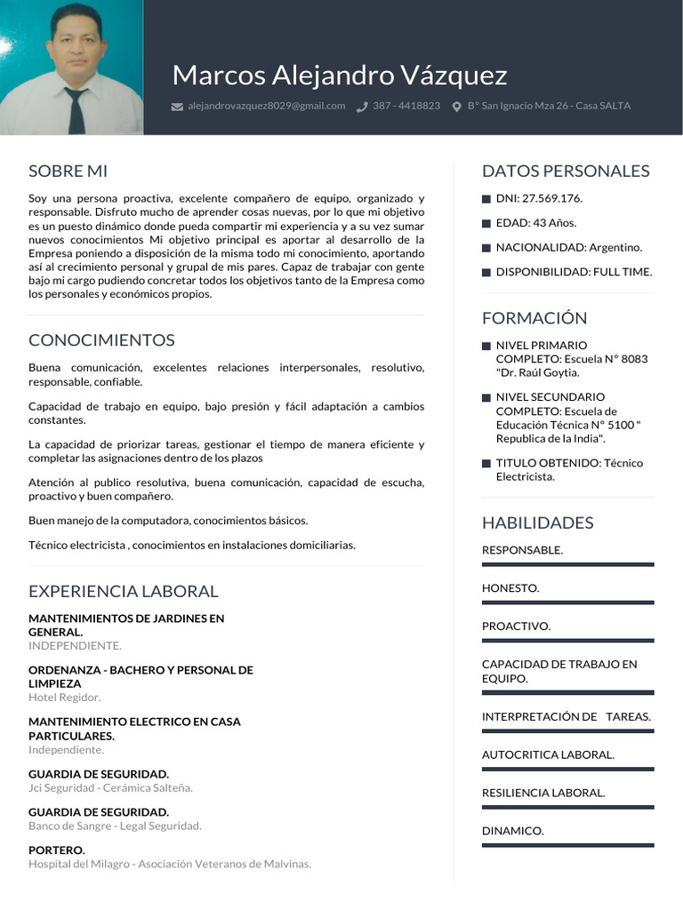 CV Marcos Alejandro Vázquez | PDF