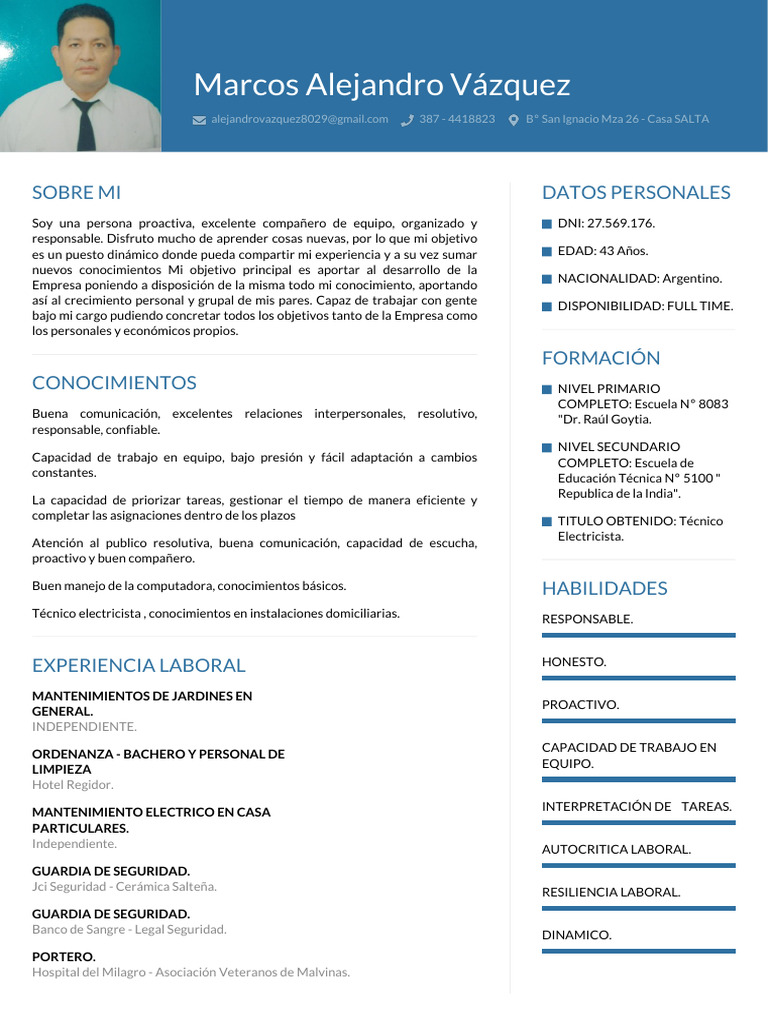 CV Marcos Alejandro Vázquez | PDF