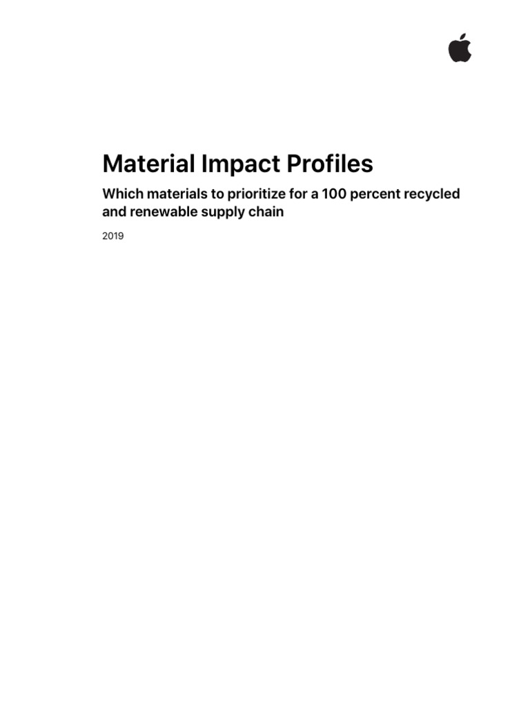 Material Impact Profiles for Sustainability | PDF | Life Cycle ...