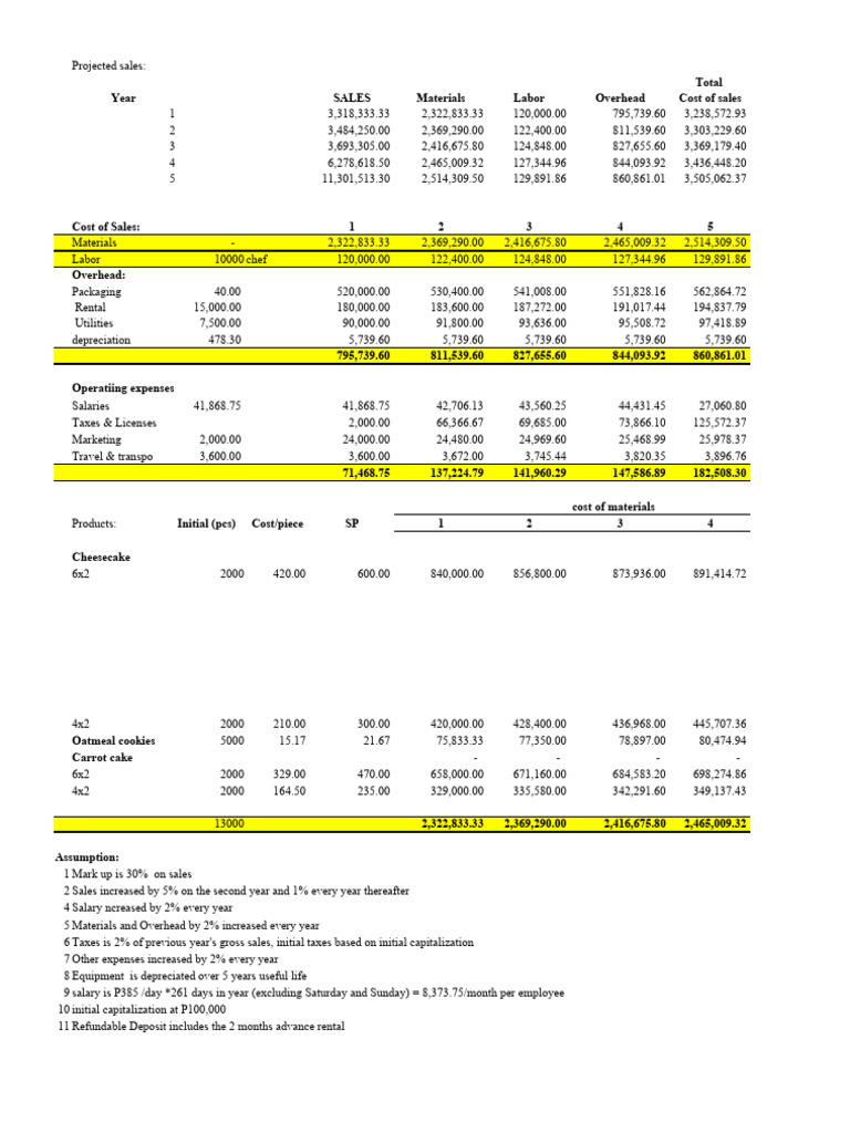 Projected FS | PDF | Equity (Finance) | Expense