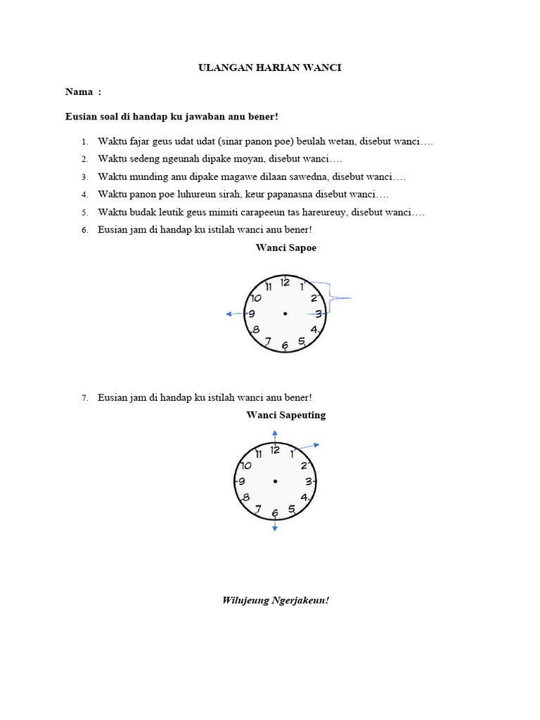 Ulangan Harian Wanci | PDF