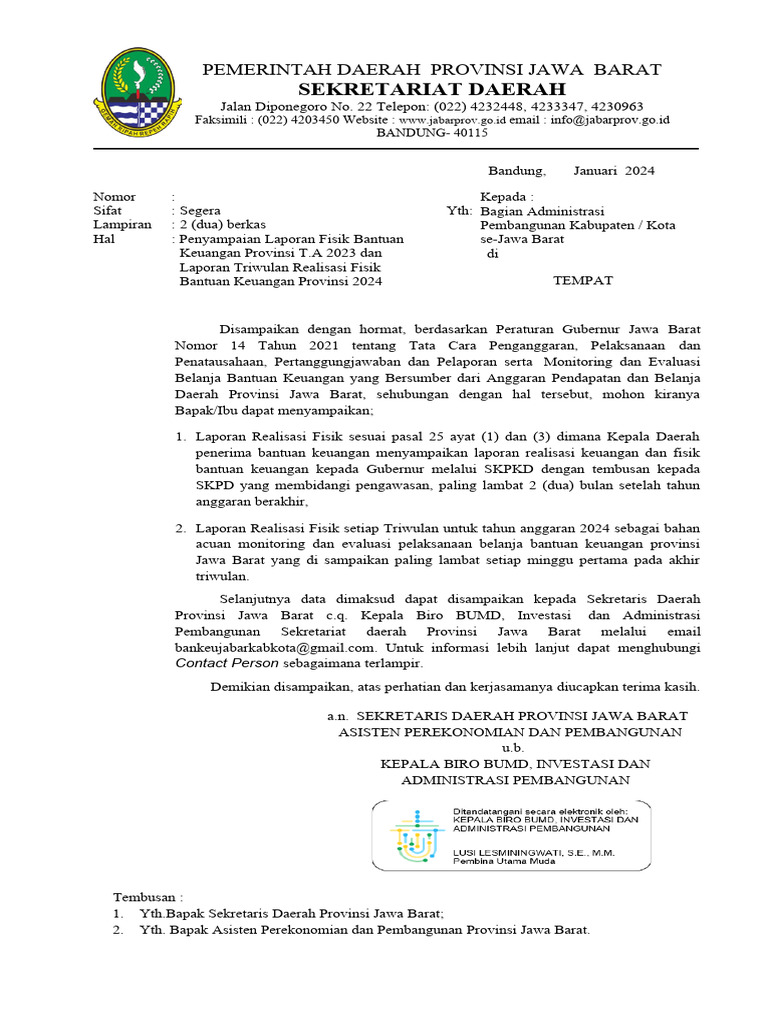 Konsep Draft Surat Permohonan Penyampaian Laporan Bantuan Keuangan 2024 ...