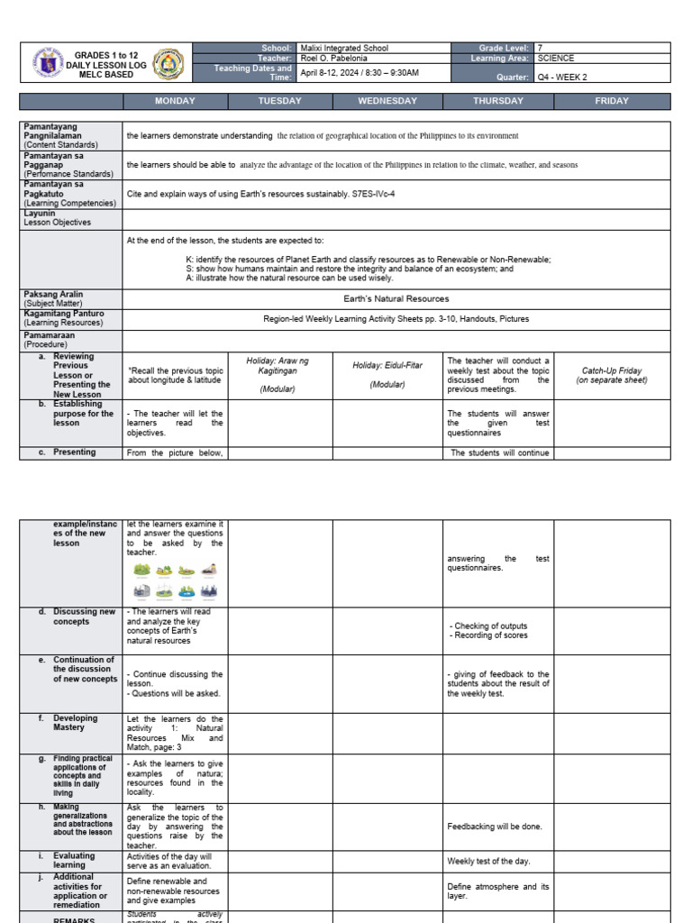 Week 2 - Science 7 | PDF | Learning | Cognition