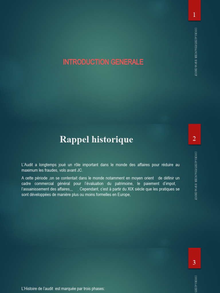 Introduction Et Orientation Planification AUDIT | PDF | Audit financier | Risque