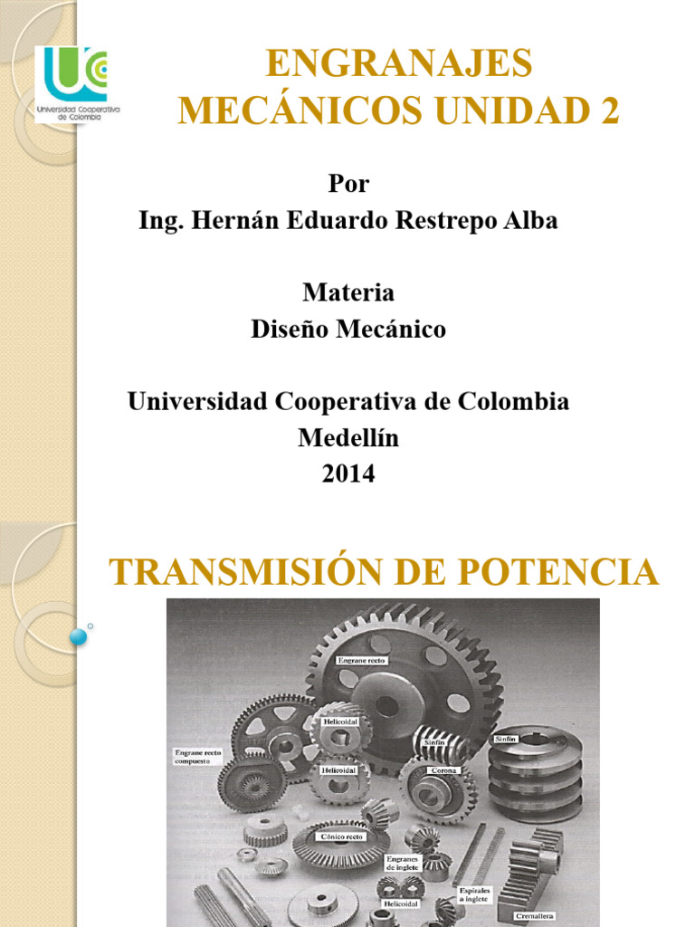 Tipos y Diseño de Engranajes Mecánicos | PDF | Engranaje | Ingeniería ...