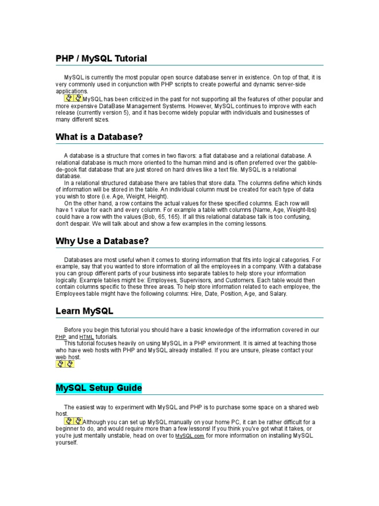 PHP / Mysql Tutorial | PDF