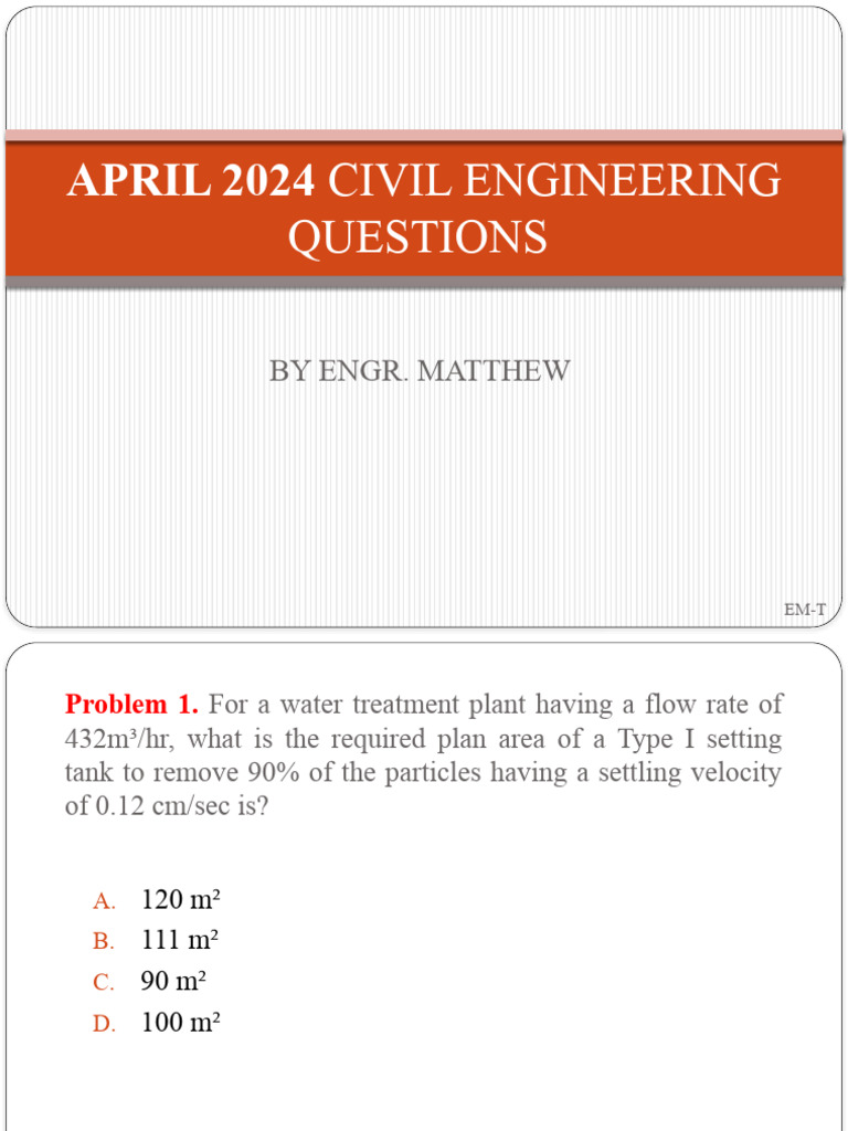 April 2024 Civil Engineering Questions | PDF | Technology & Engineering