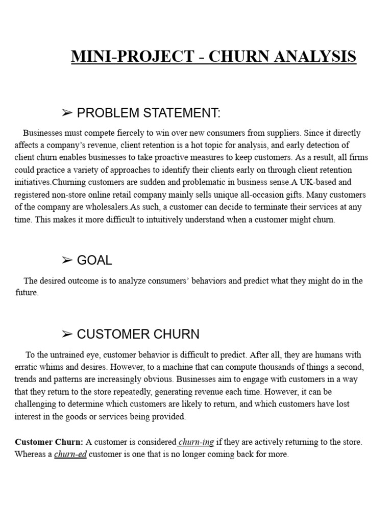 Mini-Project - Churn Analysis . | PDF