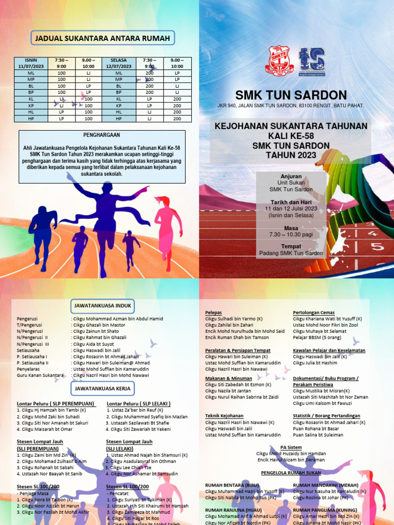 Buku Program Kejohanan Sukantara 2023 | PDF