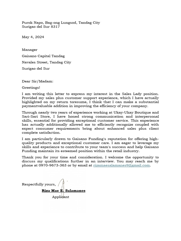 Application Letter | PDF