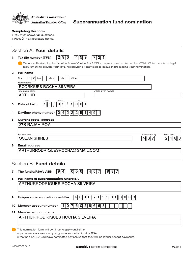 Superanuation Fund Nominee Form 2024 | Download Free PDF | Taxes | Government Finances