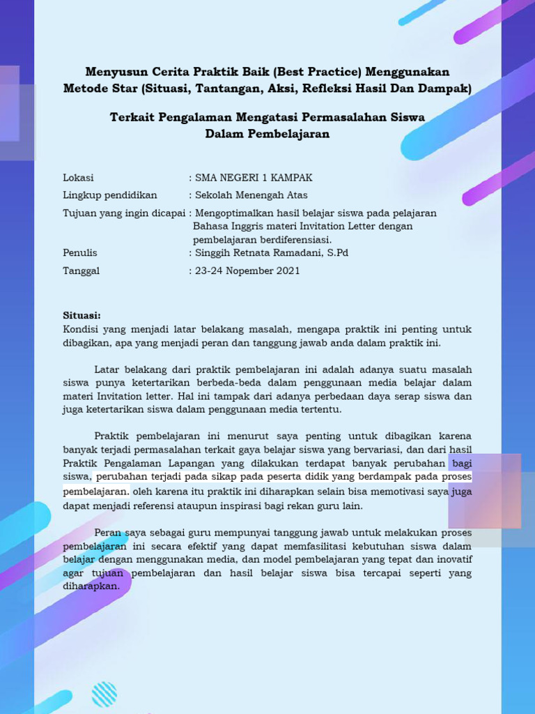 Cerita Praktik Baik | PDF | Karier & Perkembangan