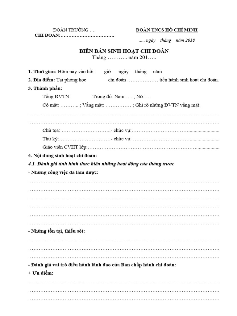 Bien Ban Hop Chi Doan 1 | PDF