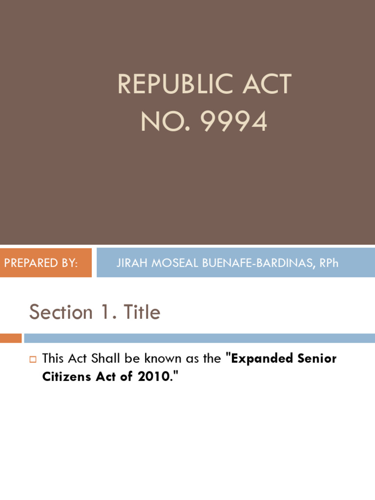 Week 5 Republic Act No. 9994 | PDF | Health Care | Welfare