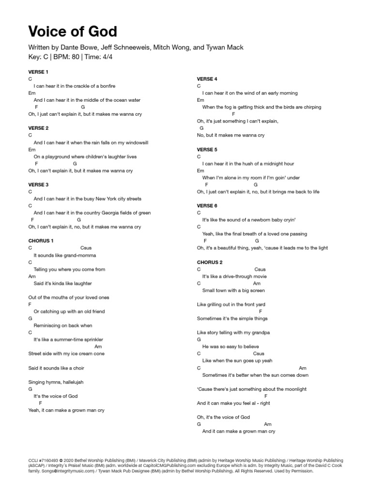 Voice of God Chord Chart | PDF