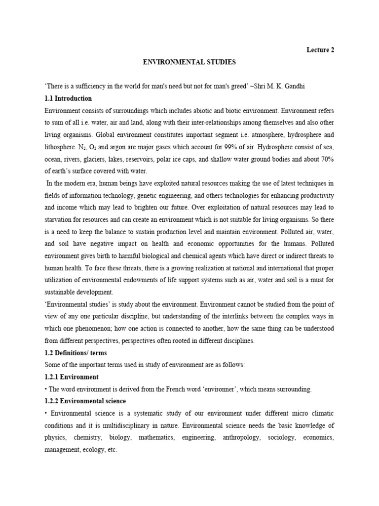 Lecture 2 Environmental studies | PDF | Natural Environment ...