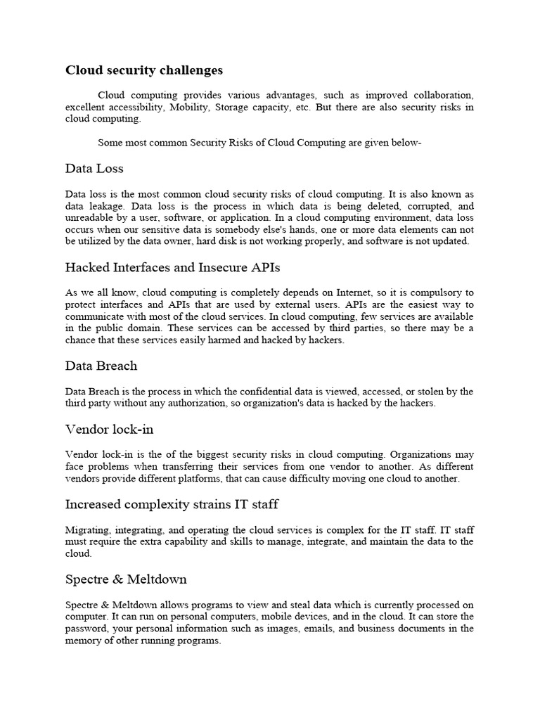 Cloud Security Challenges | PDF | Cloud Computing | Security