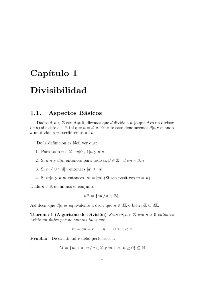 Teoría de Divisibilidad y Algoritmo de Euclides | PDF | Teoría del ...