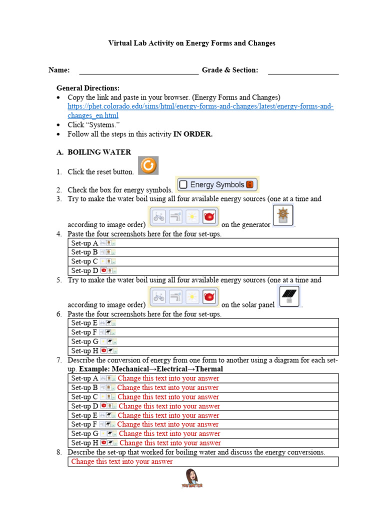 Virtual Lab Activity On Energy Forms and Changes in Systems | PDF | Compact Fluorescent Lamp ...
