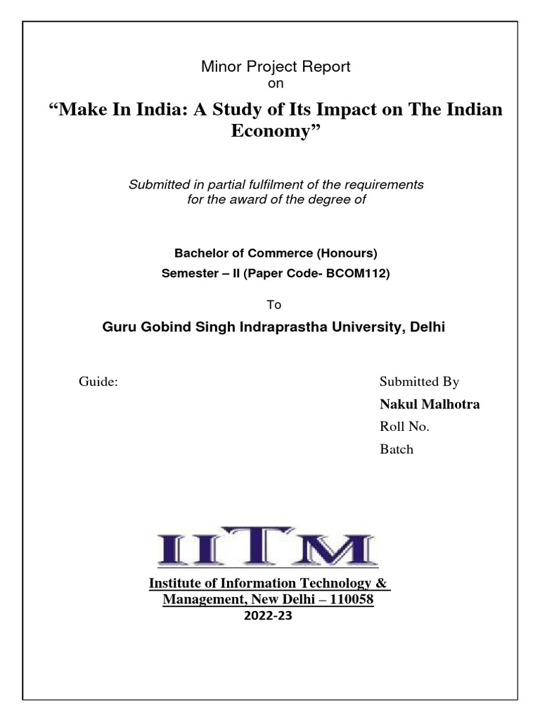 Research Report ON MAKE IN INDIA | PDF | Innovation | Economic Growth