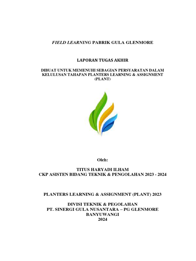 Laporan Field Learning Pabrik Gula Glenmore | PDF